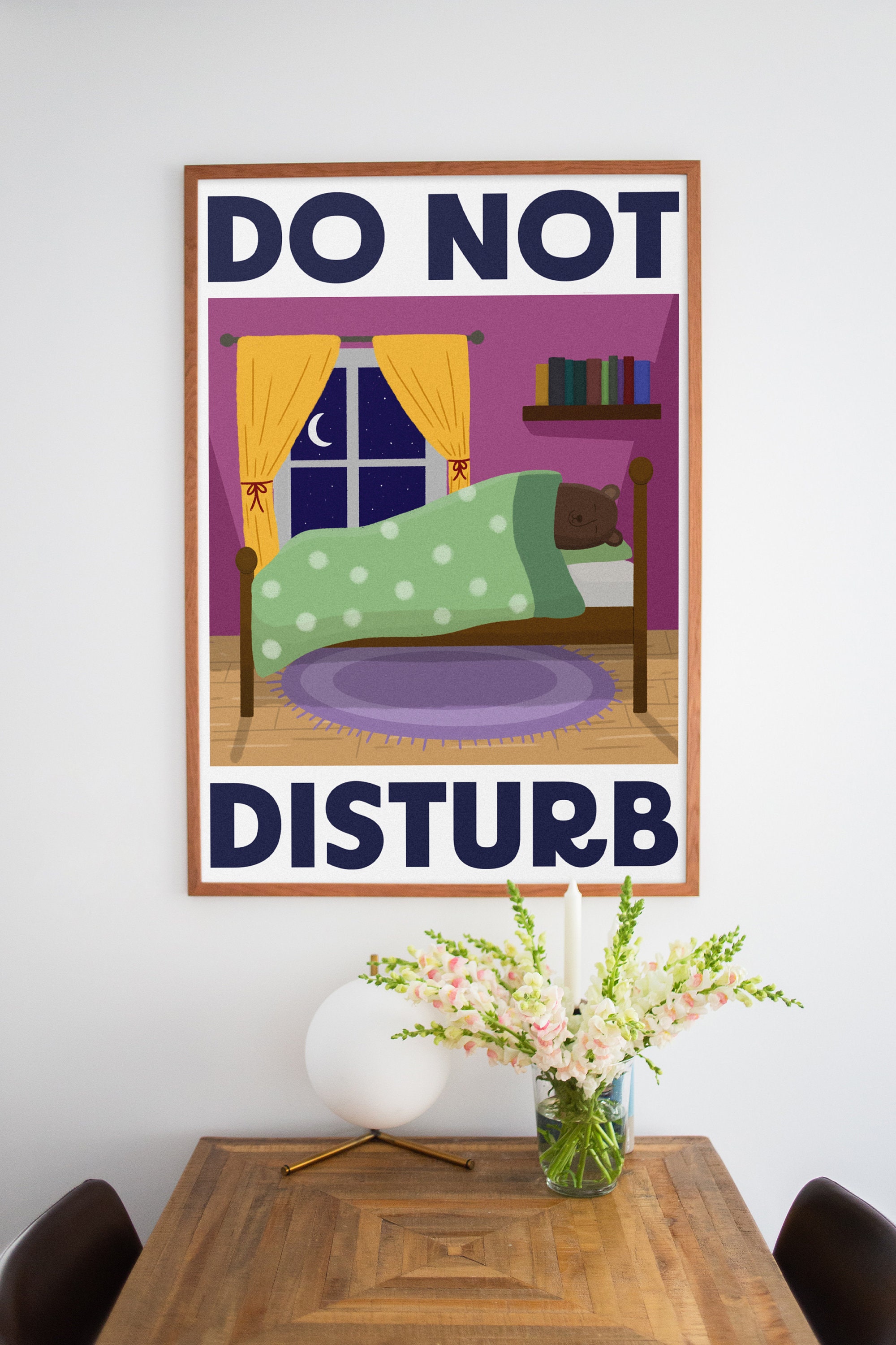 Do Not Disturb Cute Sleeping Bear Illustration Print A5, A4, A3 - Etsy