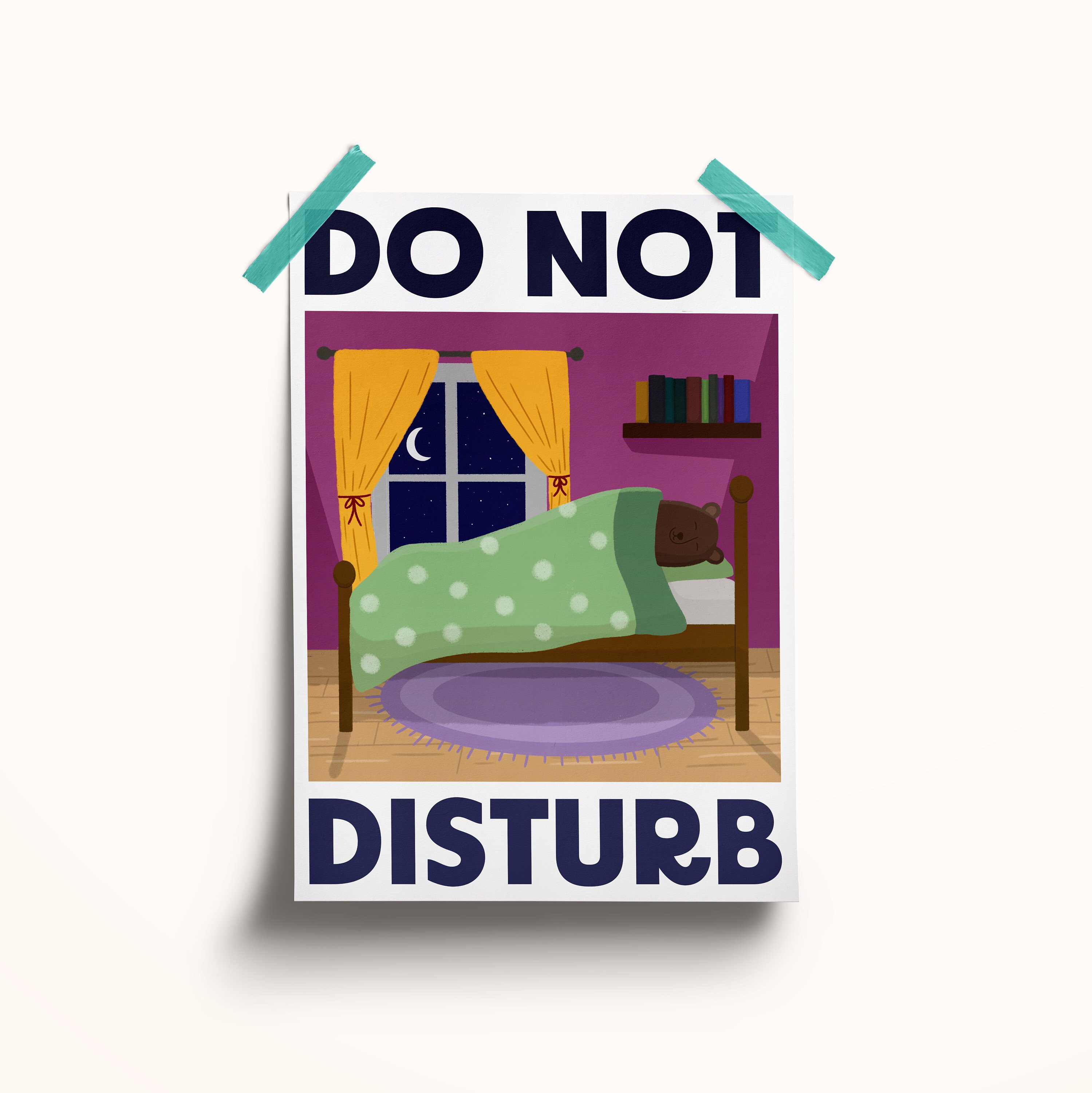 Do Not Disturb Cute Sleeping Bear Illustration Print A5, A4, A3 - Etsy