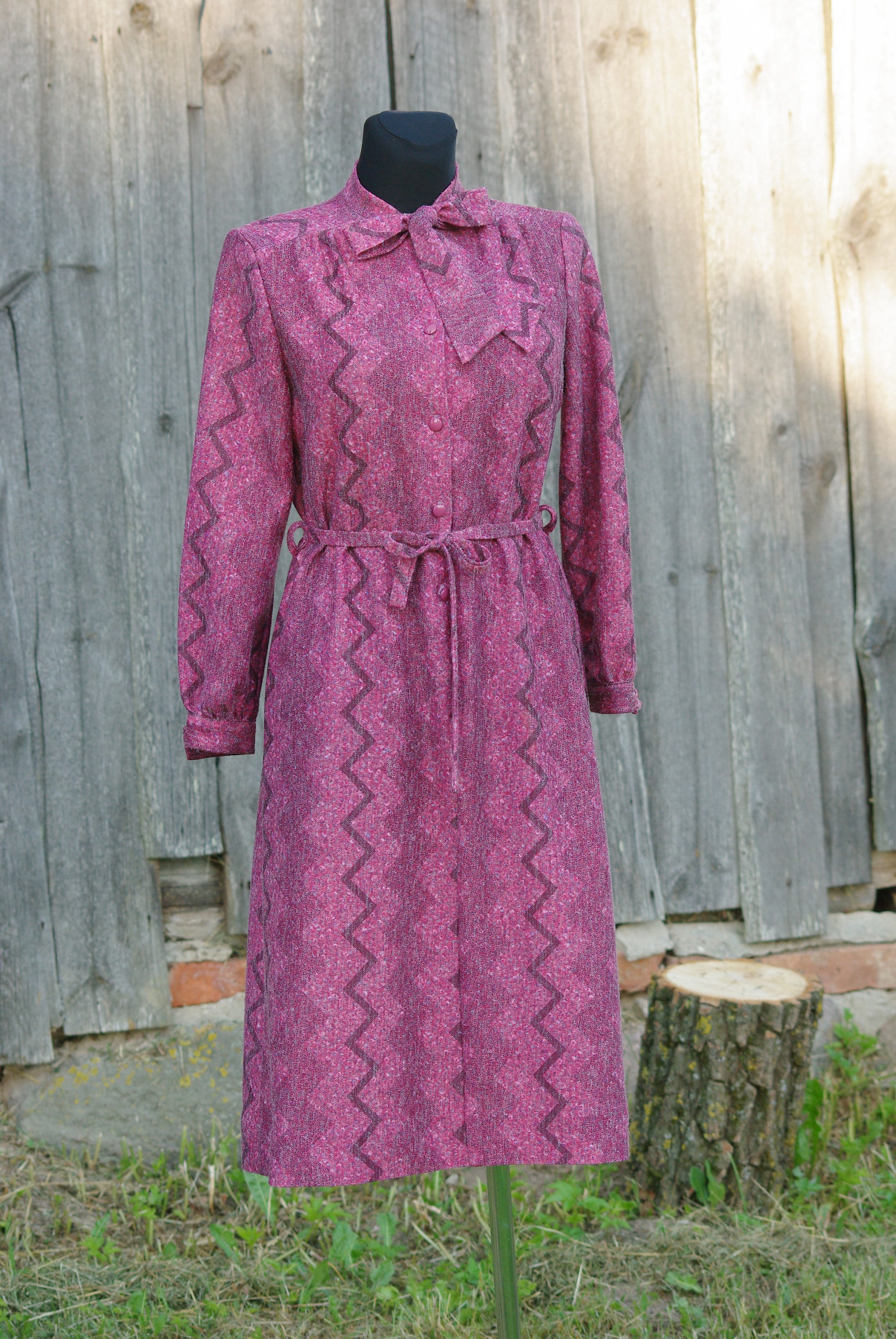Vintage 70s 80s dress size S-M/70's dress in geometric | Etsy