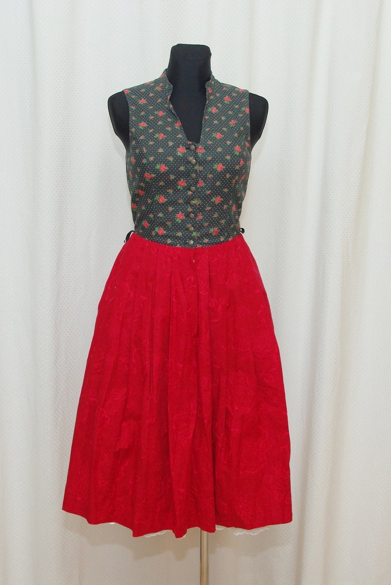 36 Siz Flower Dirndl Dress With Pockets Vintage/oktoberfest/tyrolean ...