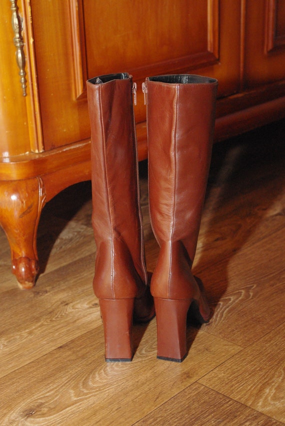 37 size//Leather boots/Women’s brown Boots/Women tall… - Gem