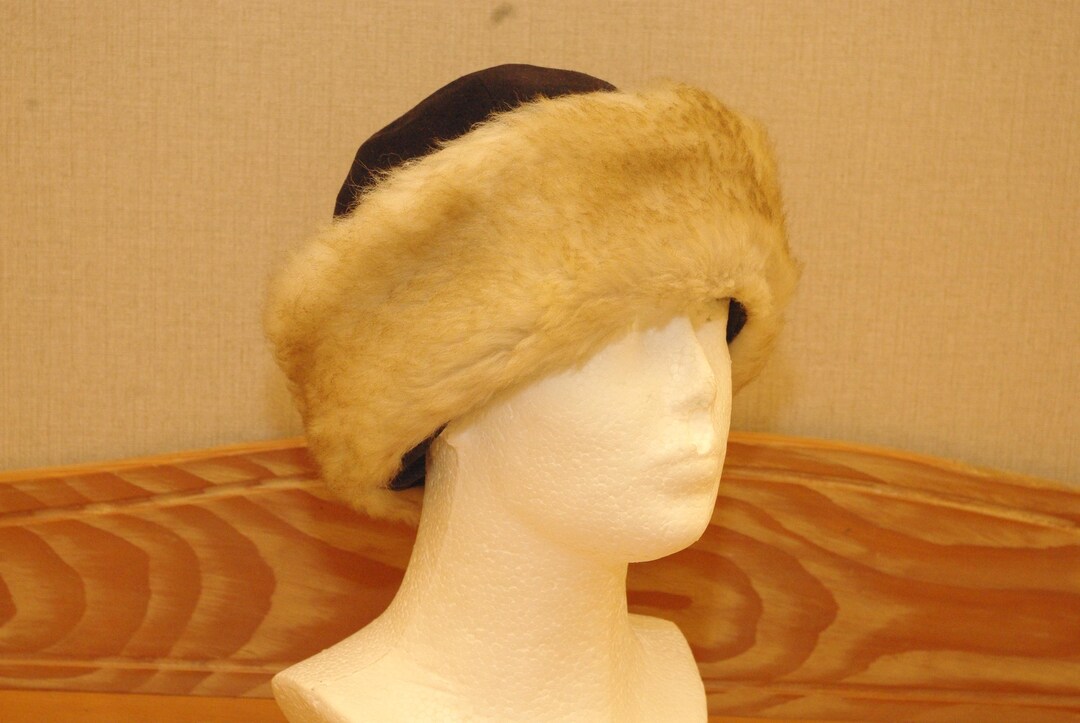 50/vintage Sheepskin Hat Shearling Warm Handmade Sheepskin Shearling ...