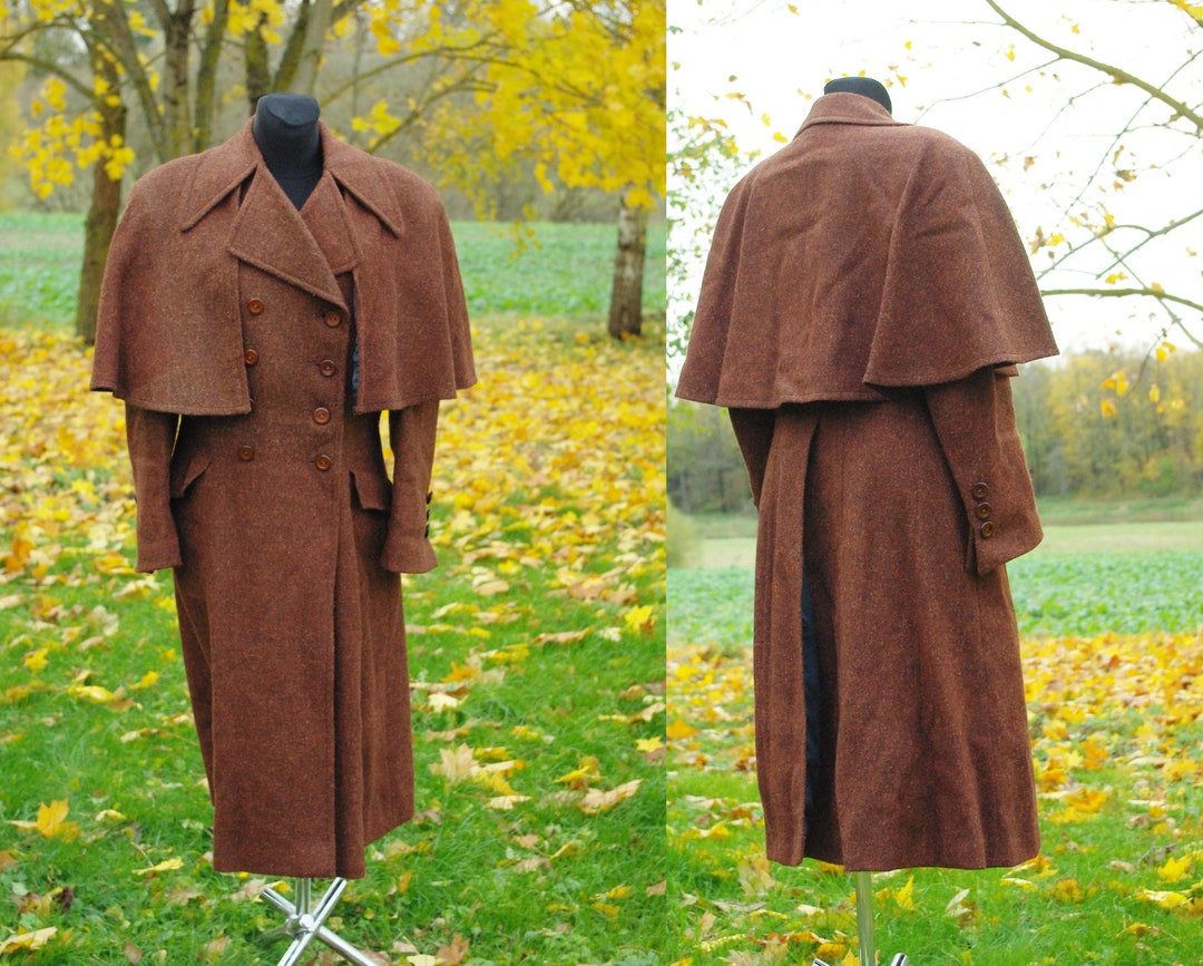 M Size/vintage Exclusive Brown Wool Coat Vintage Wool Overcoat Classic ...