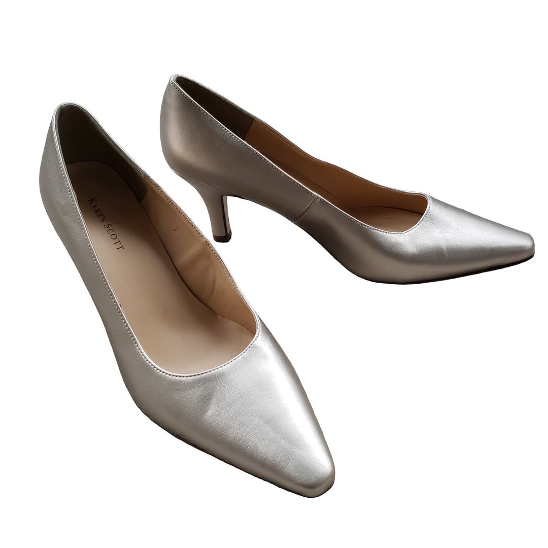 NEW Karen Scott Vintage 60s Style Gold Metallic Kitten Heels Women's 9 ...