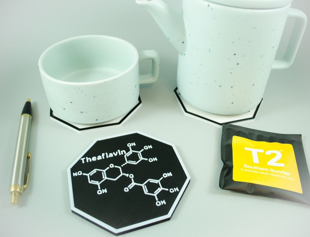 Tea Coaster Set, Custom Drink Coaster, Tea Molecule Coaster, Tea Lover ...