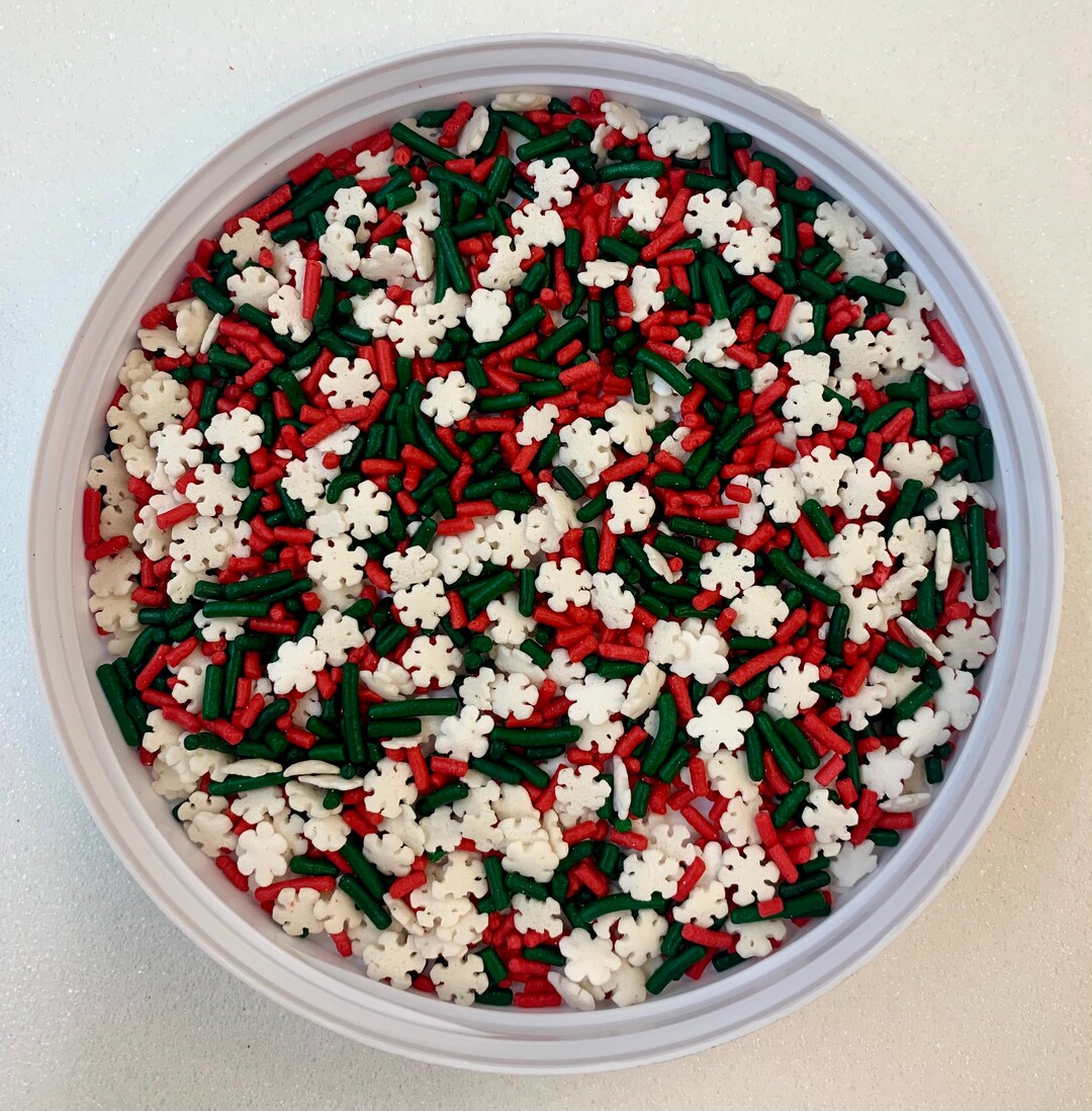 Christmas Snowflake and Decorette Mix Edible Sprinkles. U Pick the Size ...