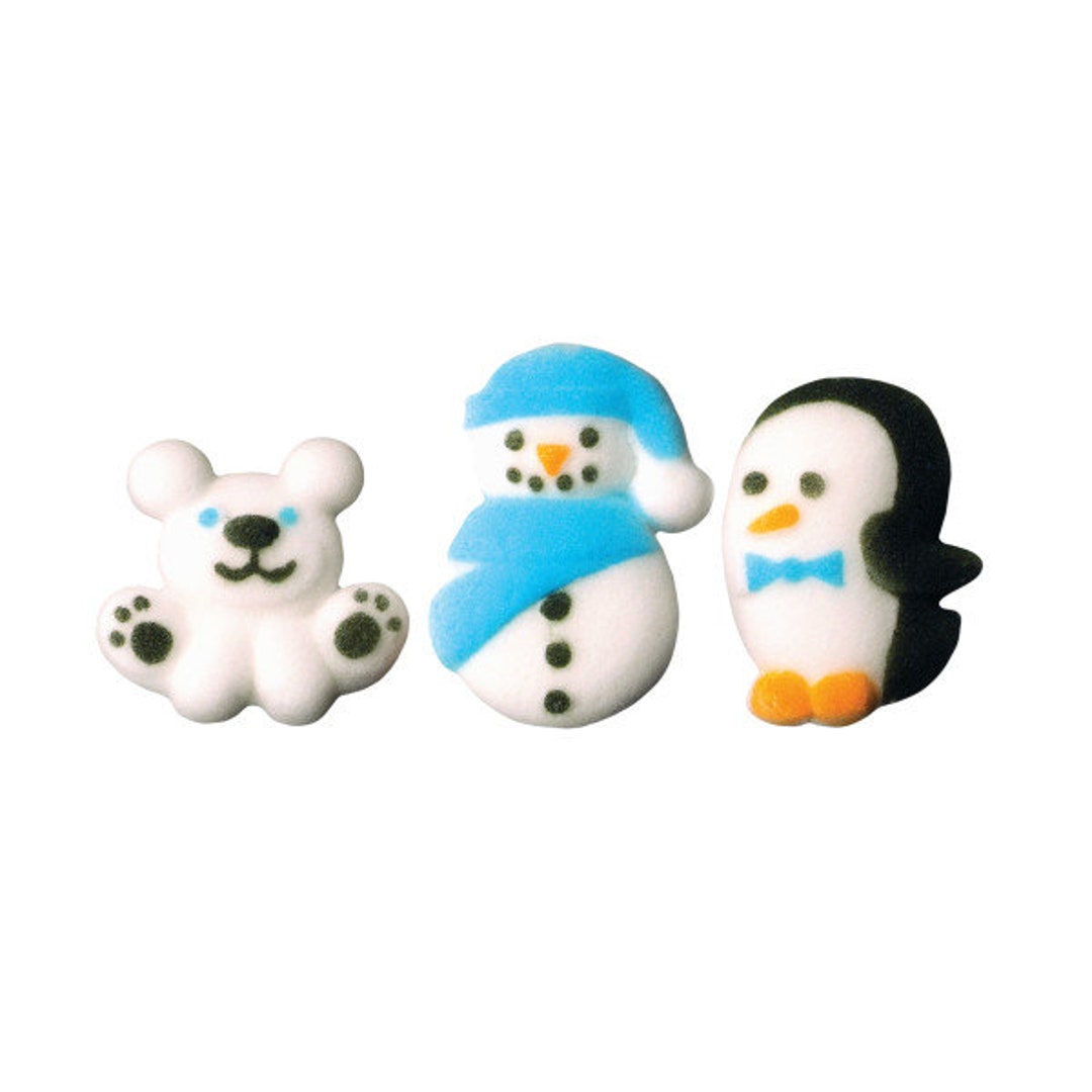 Edible Winter Buddies Assortment Sugar Decorations Penguin Snowman ...