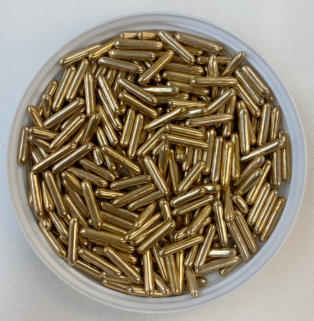 Gold Metallic Rods Edible Confetti Sprinkles You Pick the Size ...