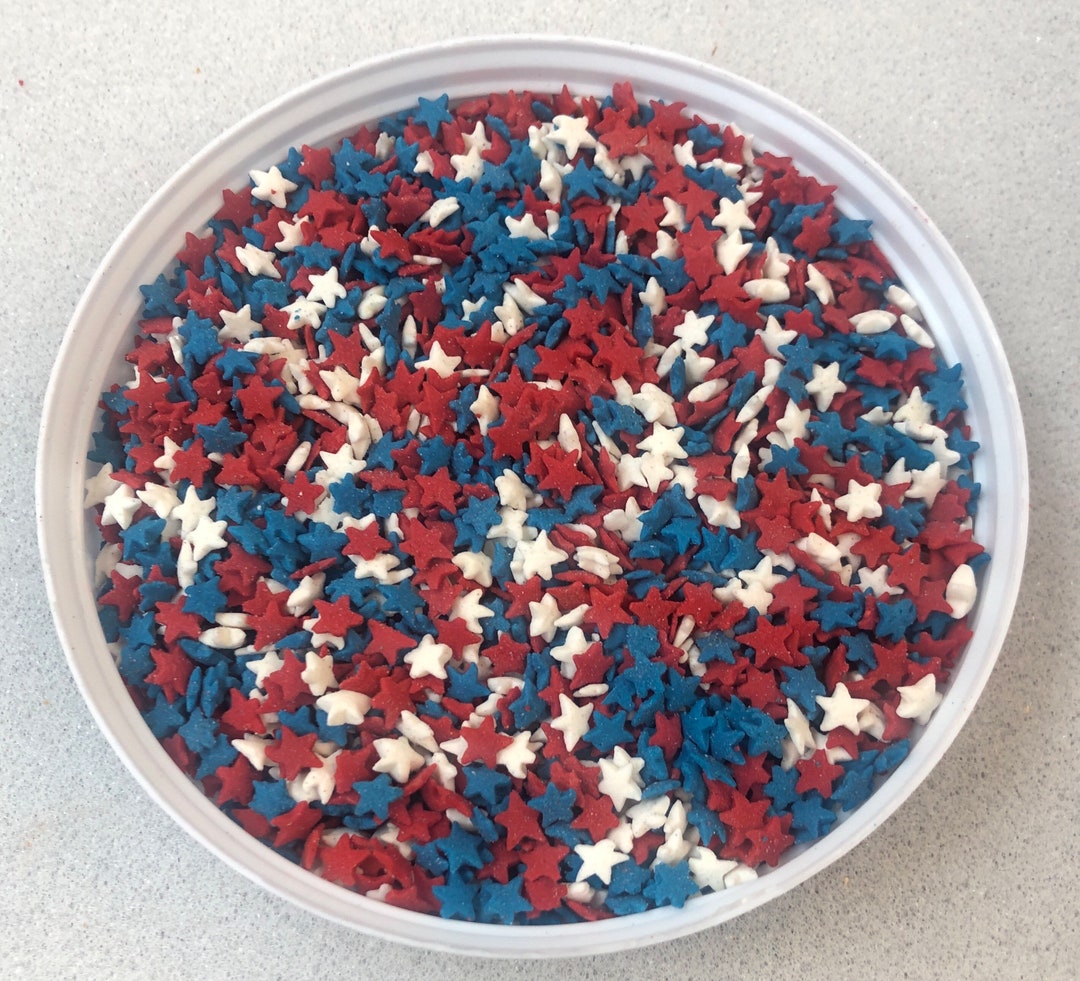 Patriotic Star Quins Edible Confetti Sprinkles You Pick the Size 4th of ...