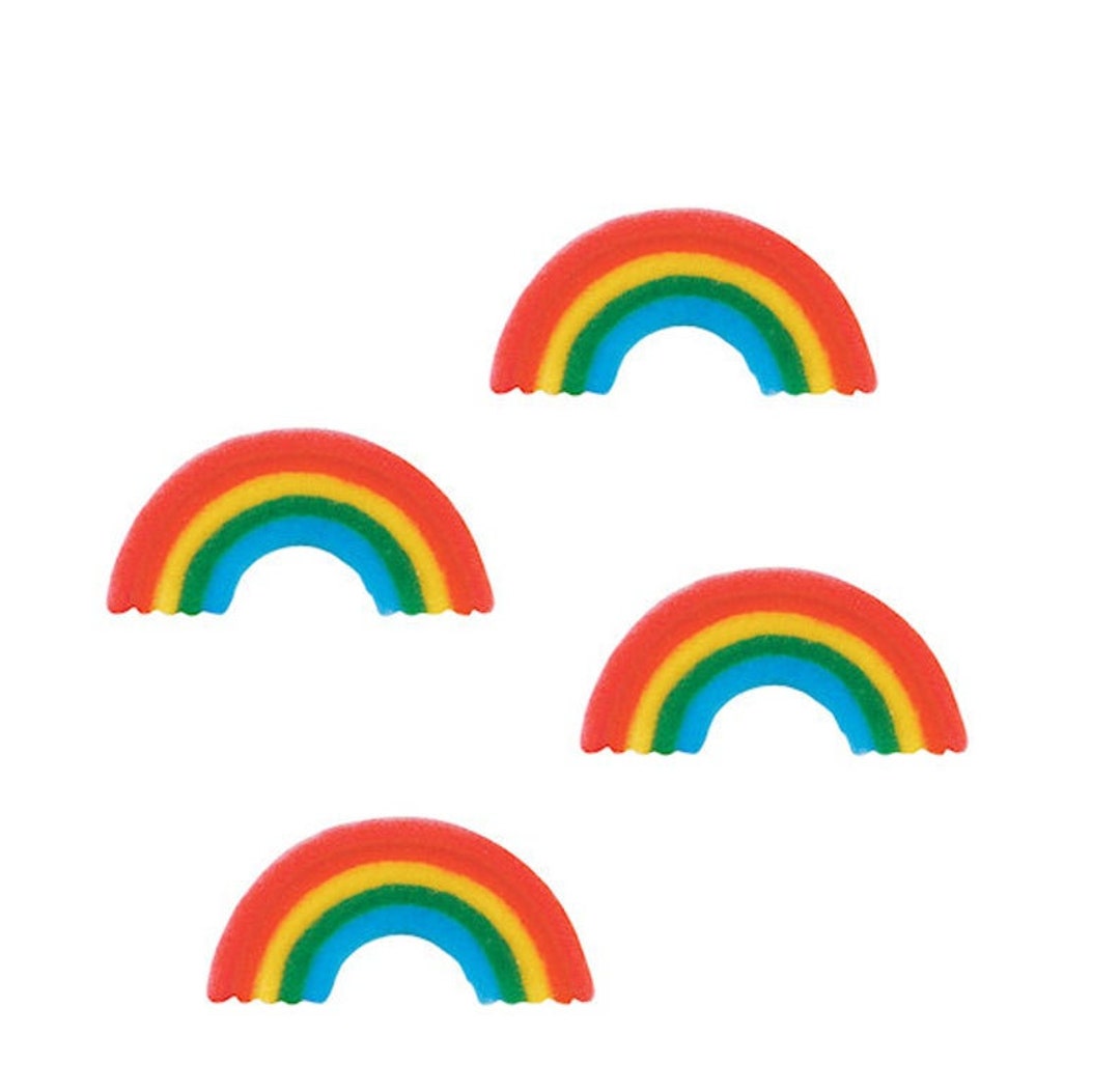 Edible Rainbow Sugar Decorations Spring Toppers Cupcakes Brownies ...