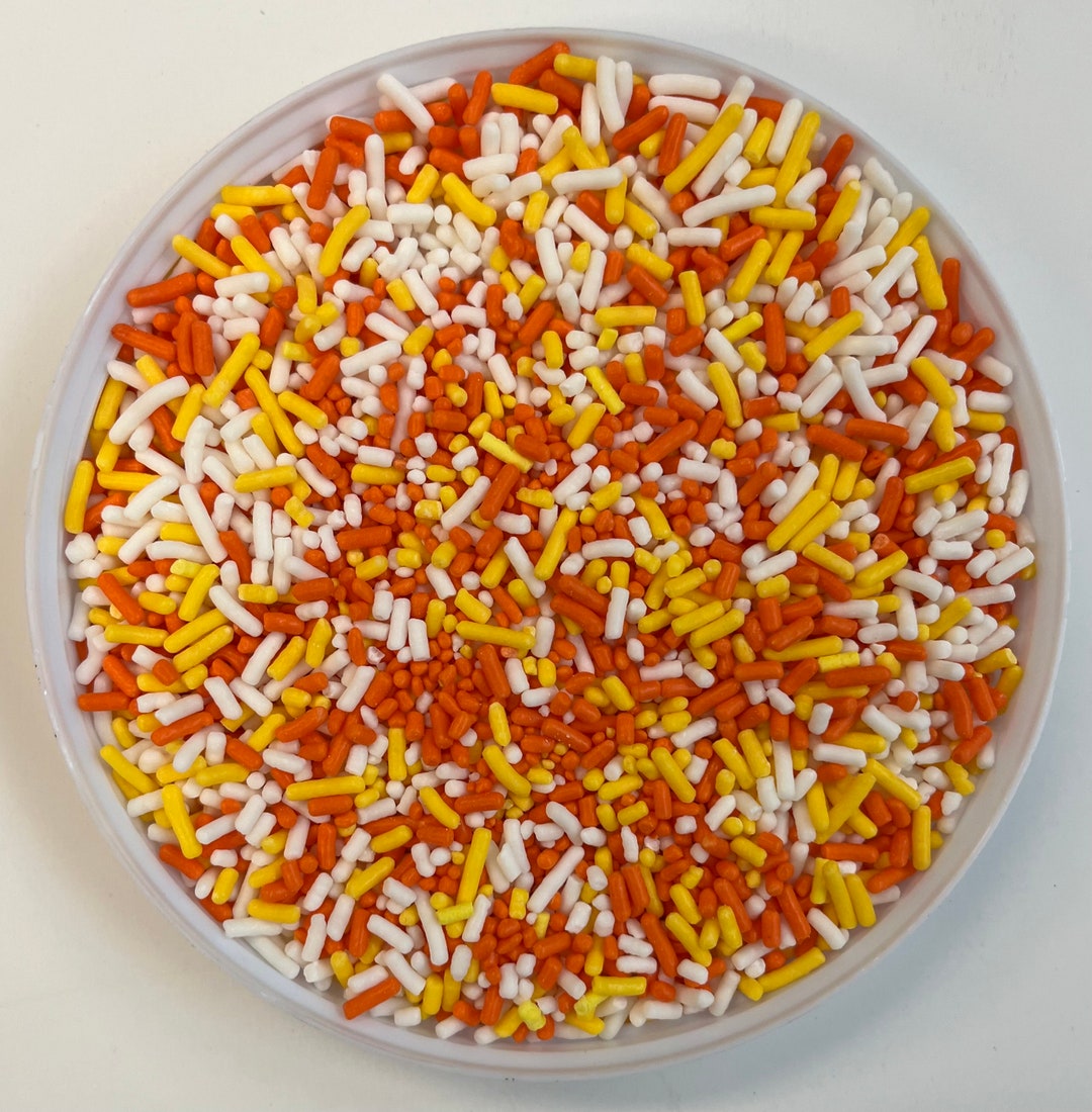 Candy Corn Mix Edible Confetti Sprinkles You Pick the Size Halloween ...
