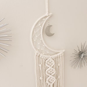 Luna Crescent Moon Macrame Handmade Moon Dreamcatcher Wall Hanging ...