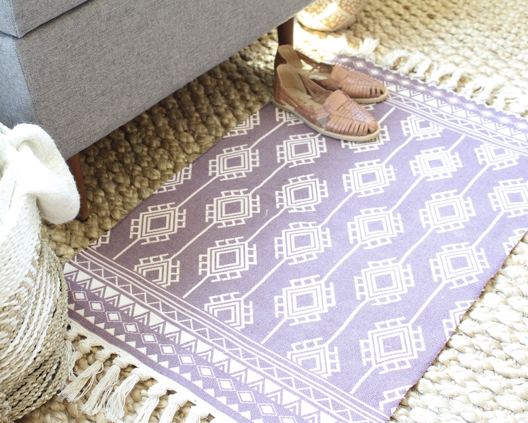 Rhodes Geometric Rug - Purple Rectangular Rug - Colorful Rug - Prayer ...