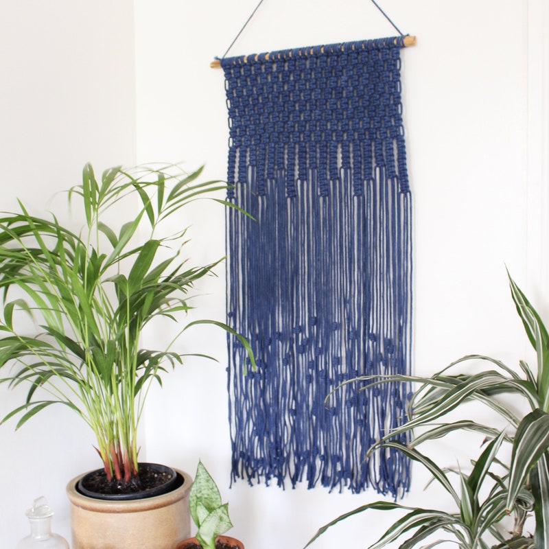 Blue Macrame Wall Hanging - Etsy