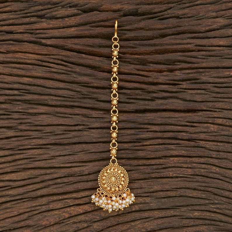 Pearl Mang Tikka/ Gold Tikka/ Temple Jewelry/ Chutti /gold Maang Tikka ...