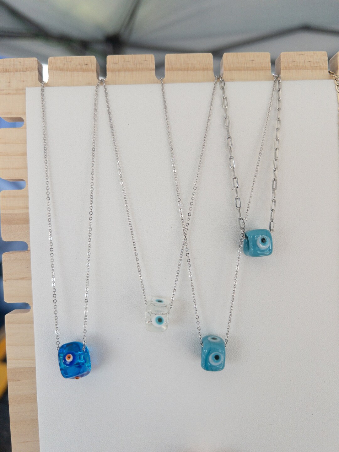 Evil Eye Cube Necklace Sterling Silver - Etsy