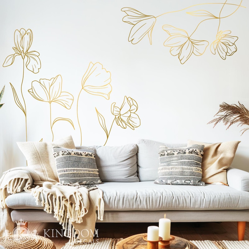 Wall Corner Flower Decal - Etsy