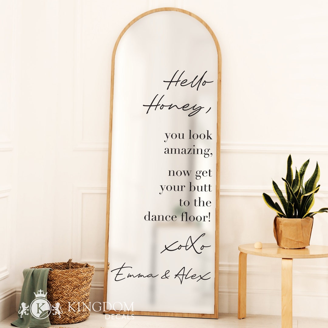 Hello Mirror Wedding Decal | Custom Wedding Sticker, Personalized ...