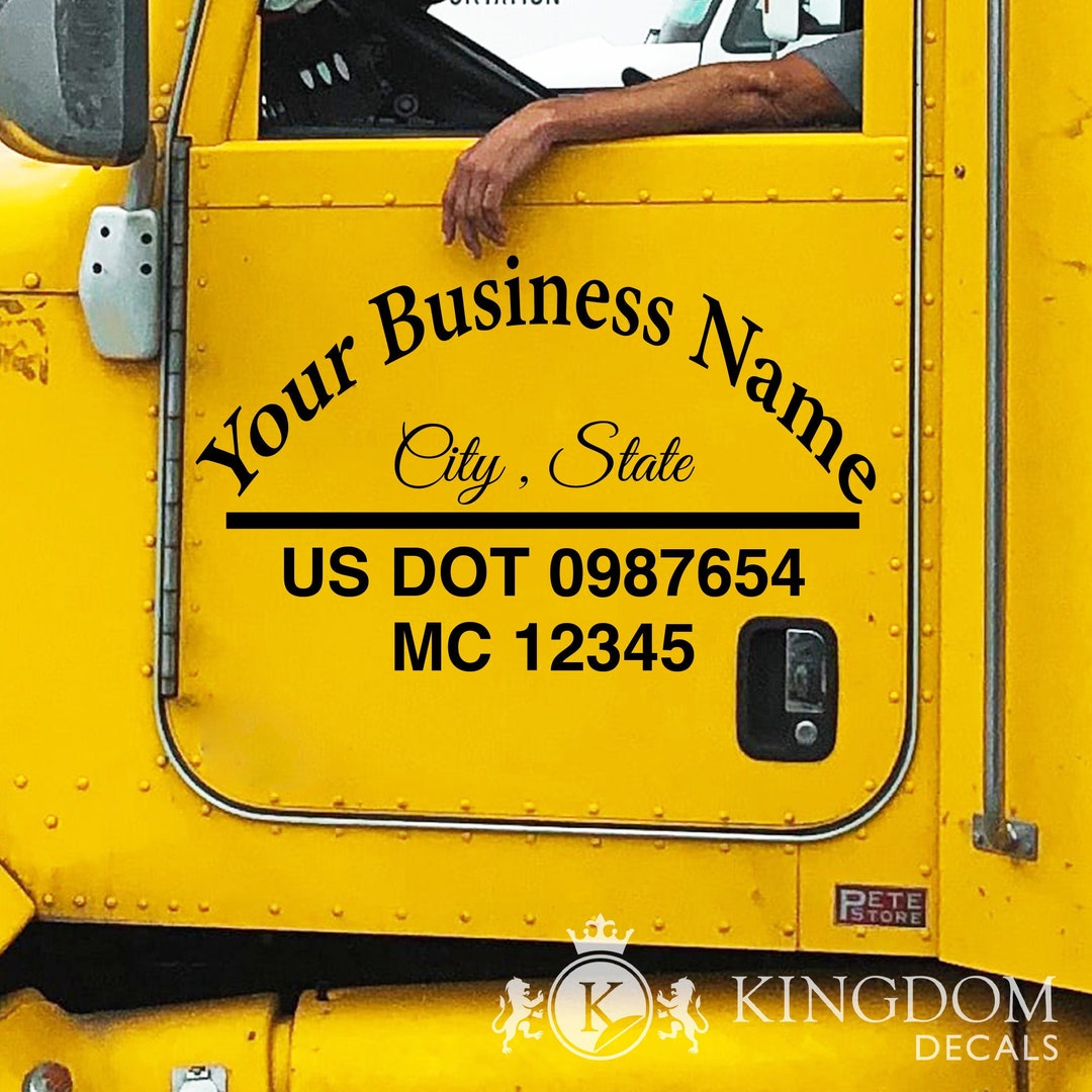 Truck Decal | 2 Custom US DOT Trucking Sticker, Vinyl Lettering ...