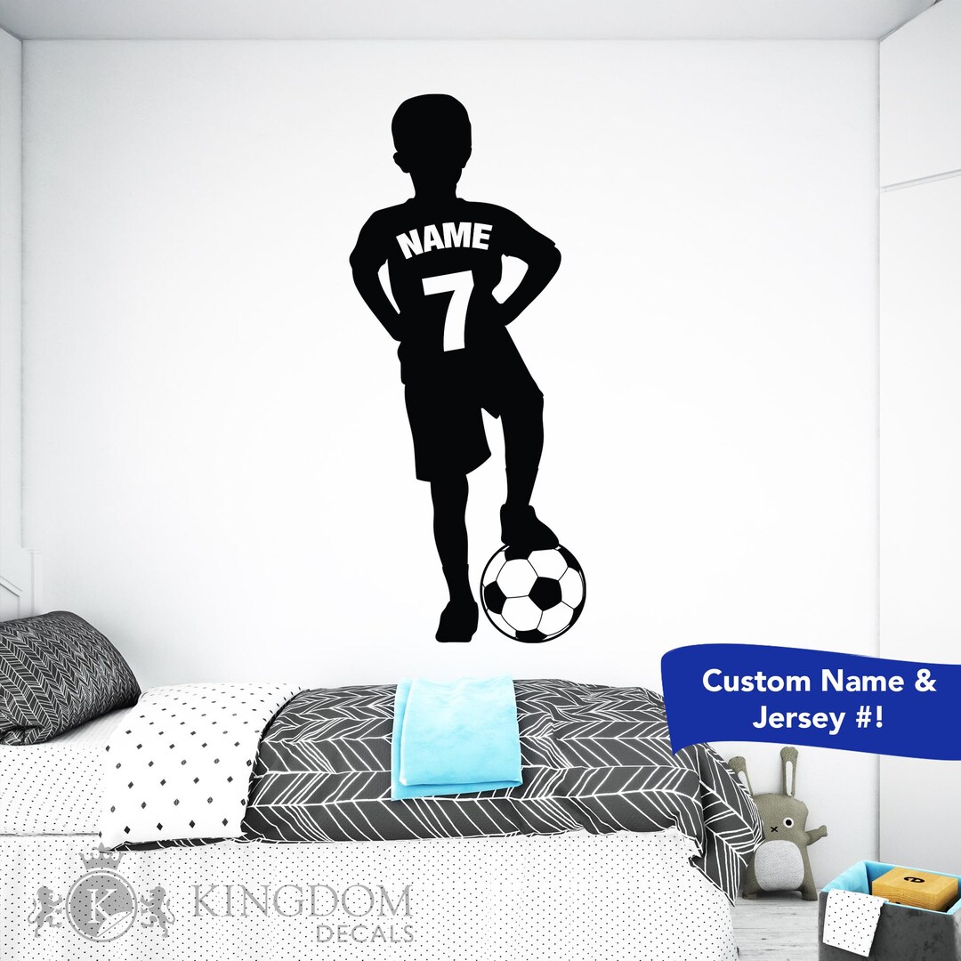 Personalized Soccer Wall Decal | Custom Name Football Wall Sticker ...