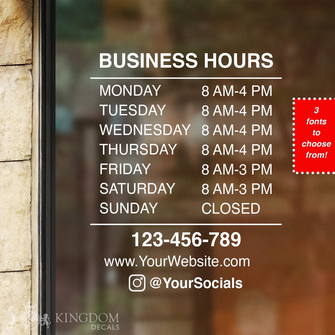 Store Hours Decal Shop Hours Sticker Hours of Operations - Etsy