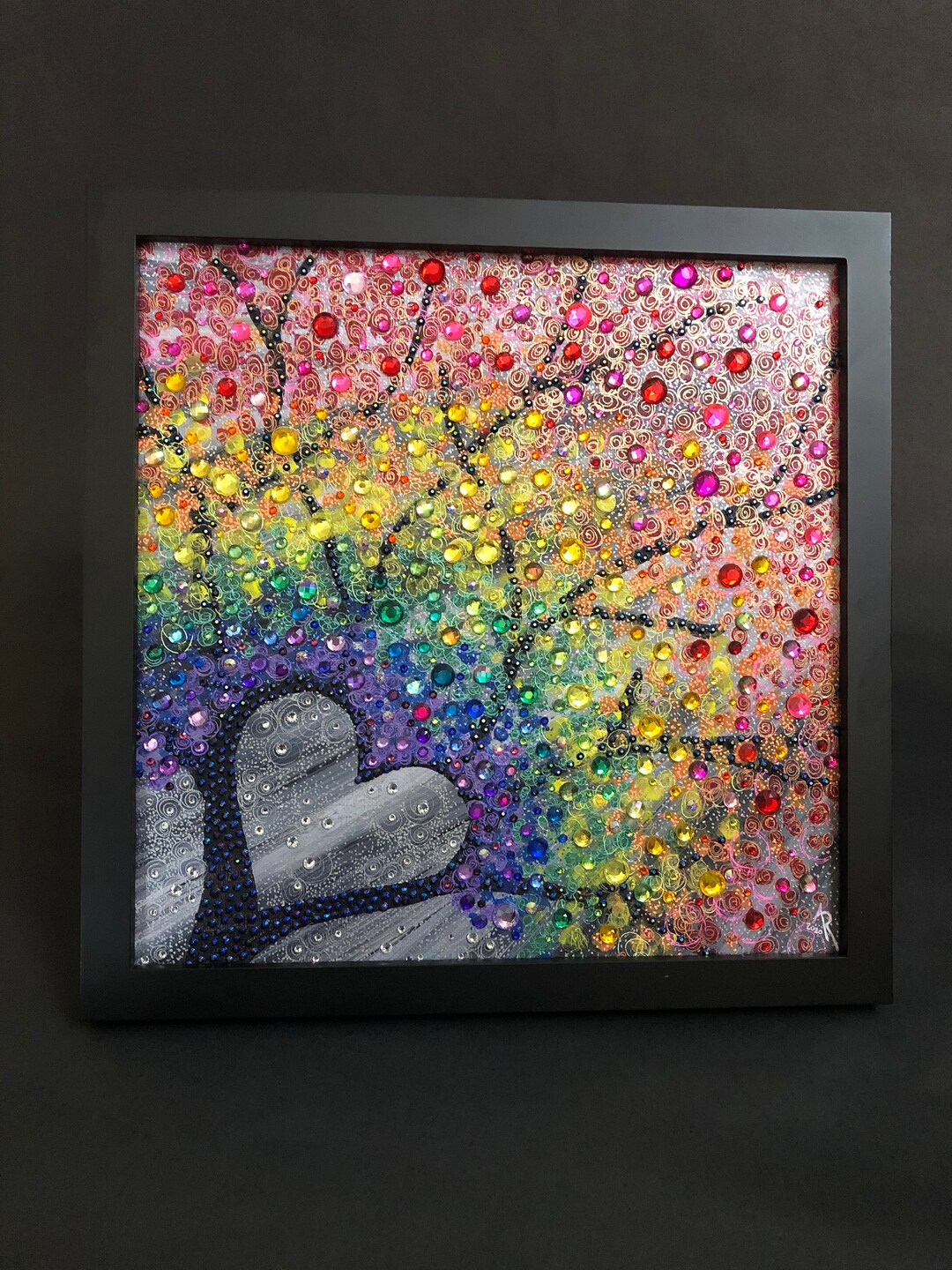 Rhinestone Rainbow Heart Love Tree - Etsy