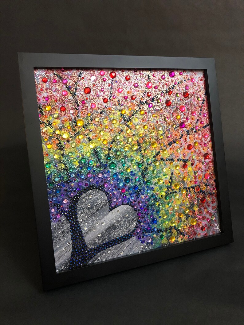 Rhinestone Rainbow Heart Love Tree - Etsy