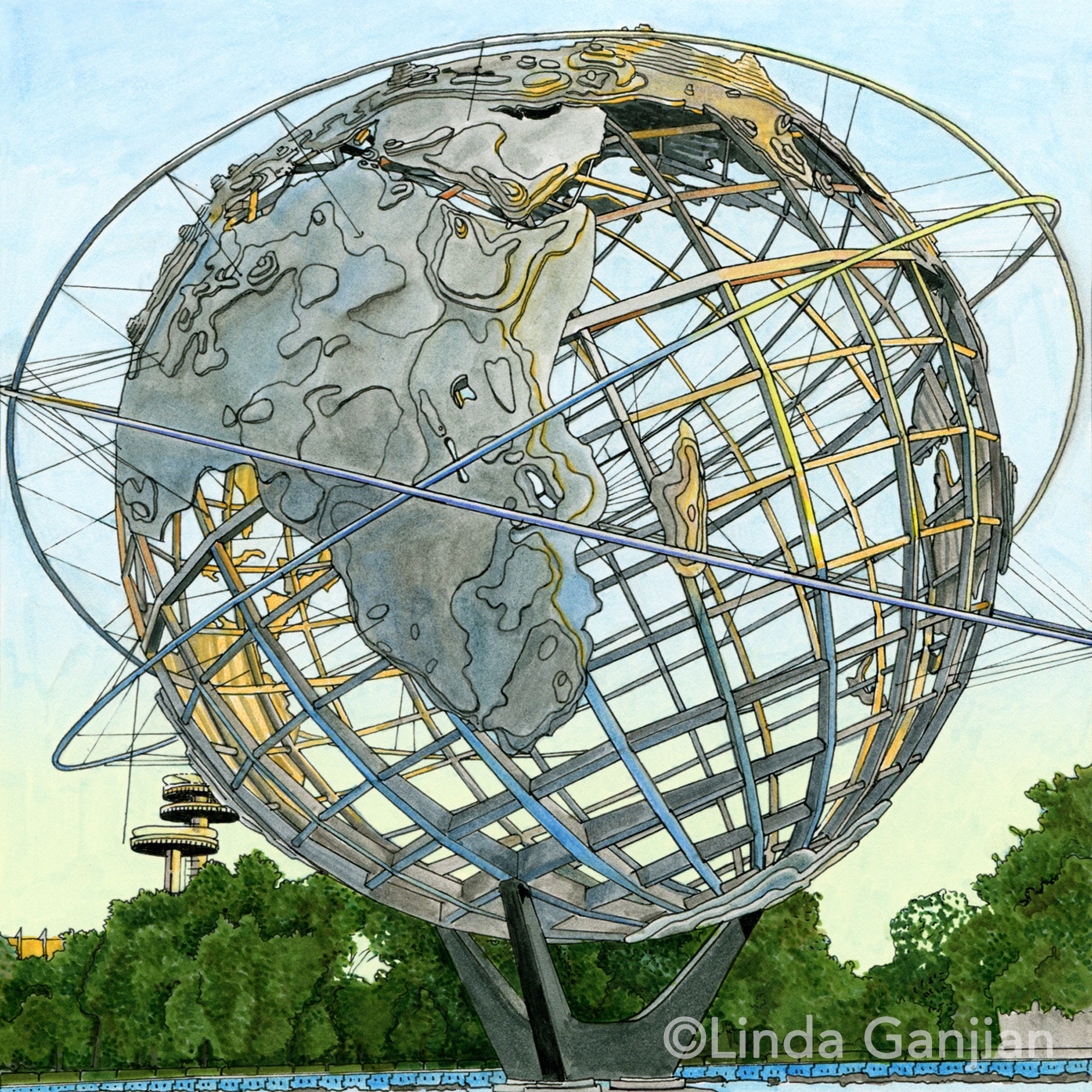 Giclee Print of Queens' Unisphere - Etsy