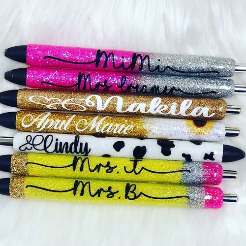 Glitter Personalized Gel Pens Custom Pens Custom Epoxy - Etsy