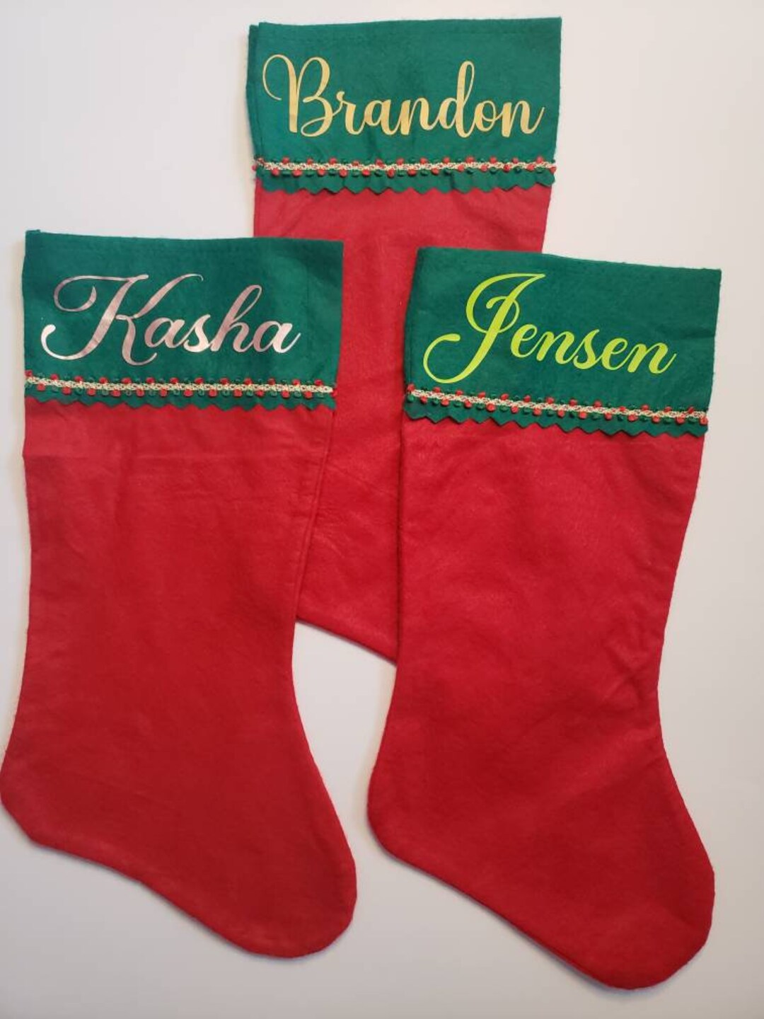 Customized Red and Green Felt Christmas Stockings - Etsy
