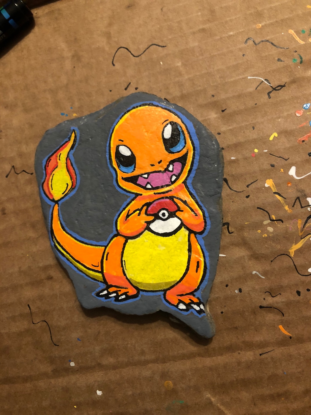 Garden Rocks charmander Pokemon Painted Rock - Etsy