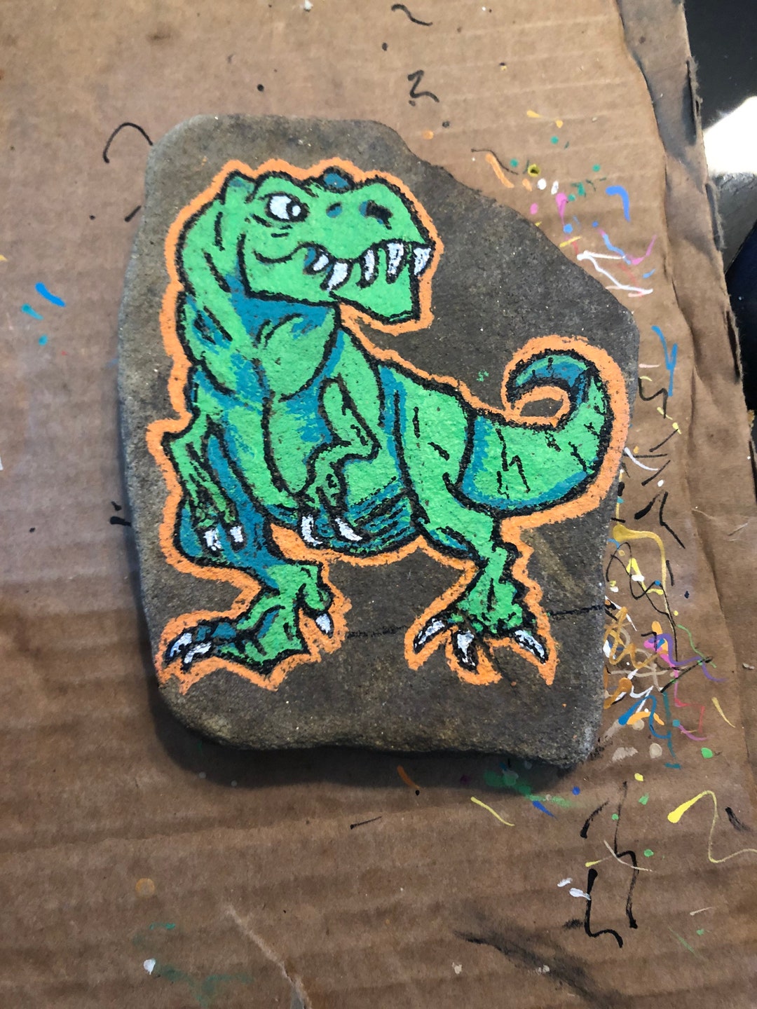 Garden Rocks t-rex Dinosaur Painted Rock - Etsy