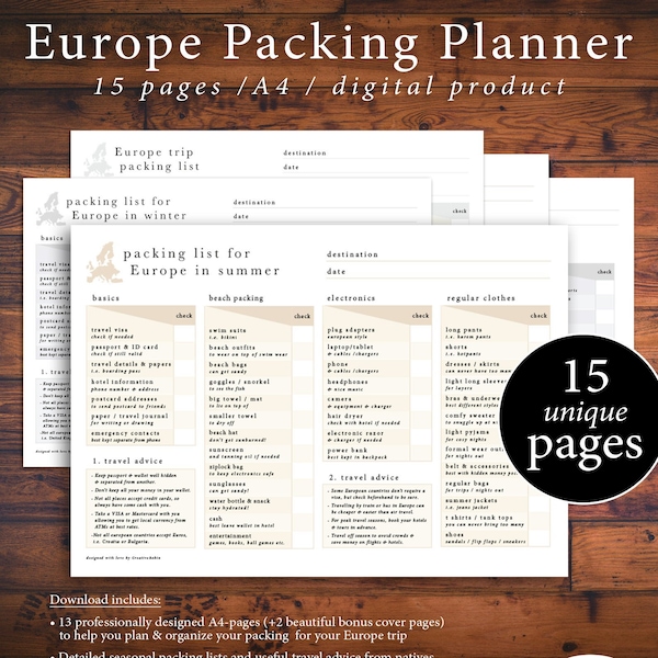 European Packing List - Etsy