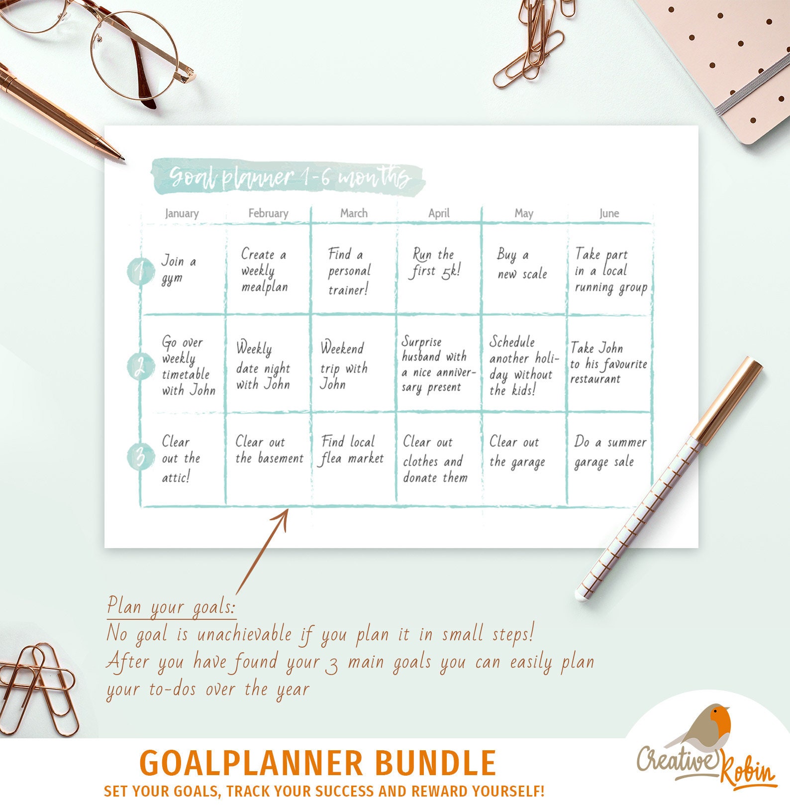 Printable GOAL PLANNER • Goal Planning Calender • Monthly Goal Setting ...