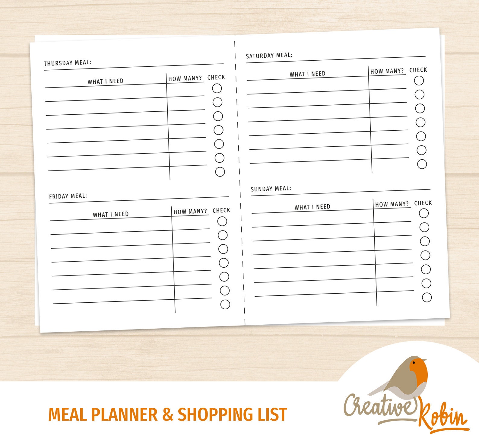 Meal Planner Food With Shopping Checklist PDF | Meal Preparation ...