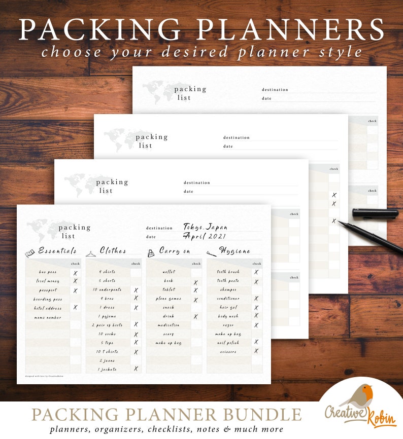 PACKING LIST PLANNER Packing Planner Vacation Packing - Etsy
