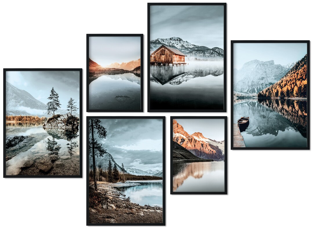 Berge & Seen Premium Poster-Set als Wohnzimmer Deko | 4x A3 + 2x A4 ...