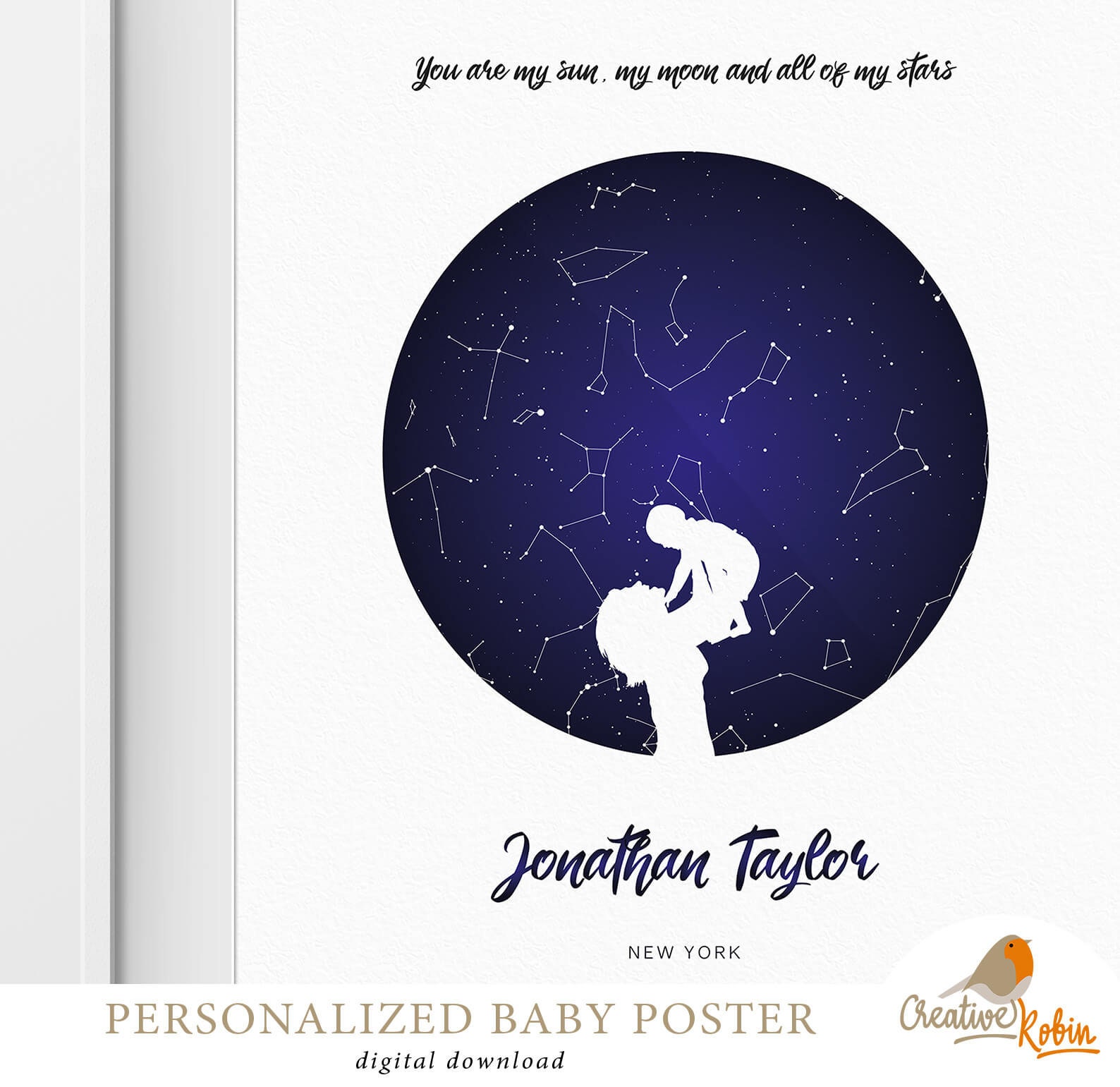 Baby Birth STAR MAP Personalized Constellation Map Night Sky Print Sky ...