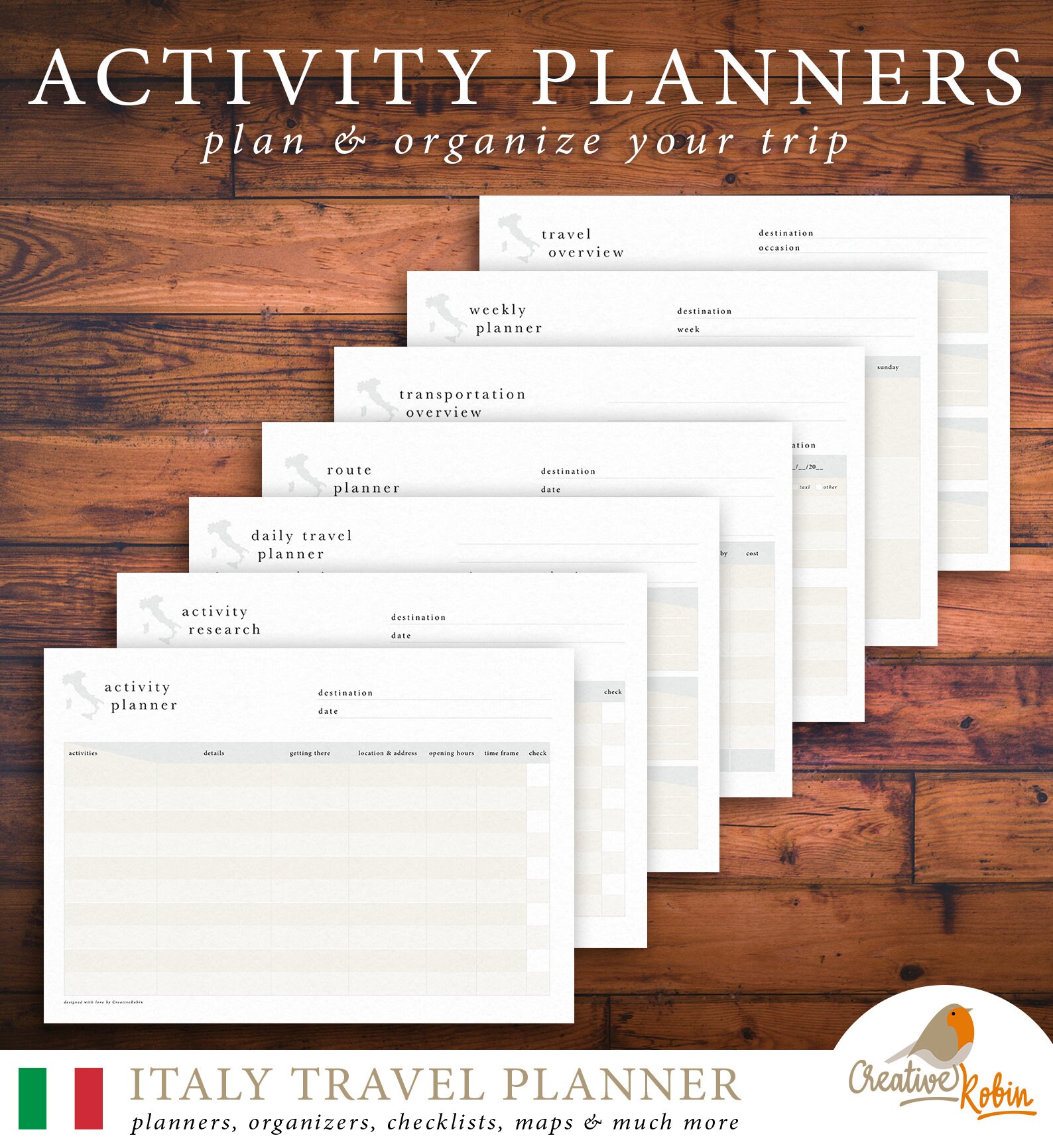 Printable ITALY TRAVEL PLANNER Italy Trip Planner Map of Italy Travel ...