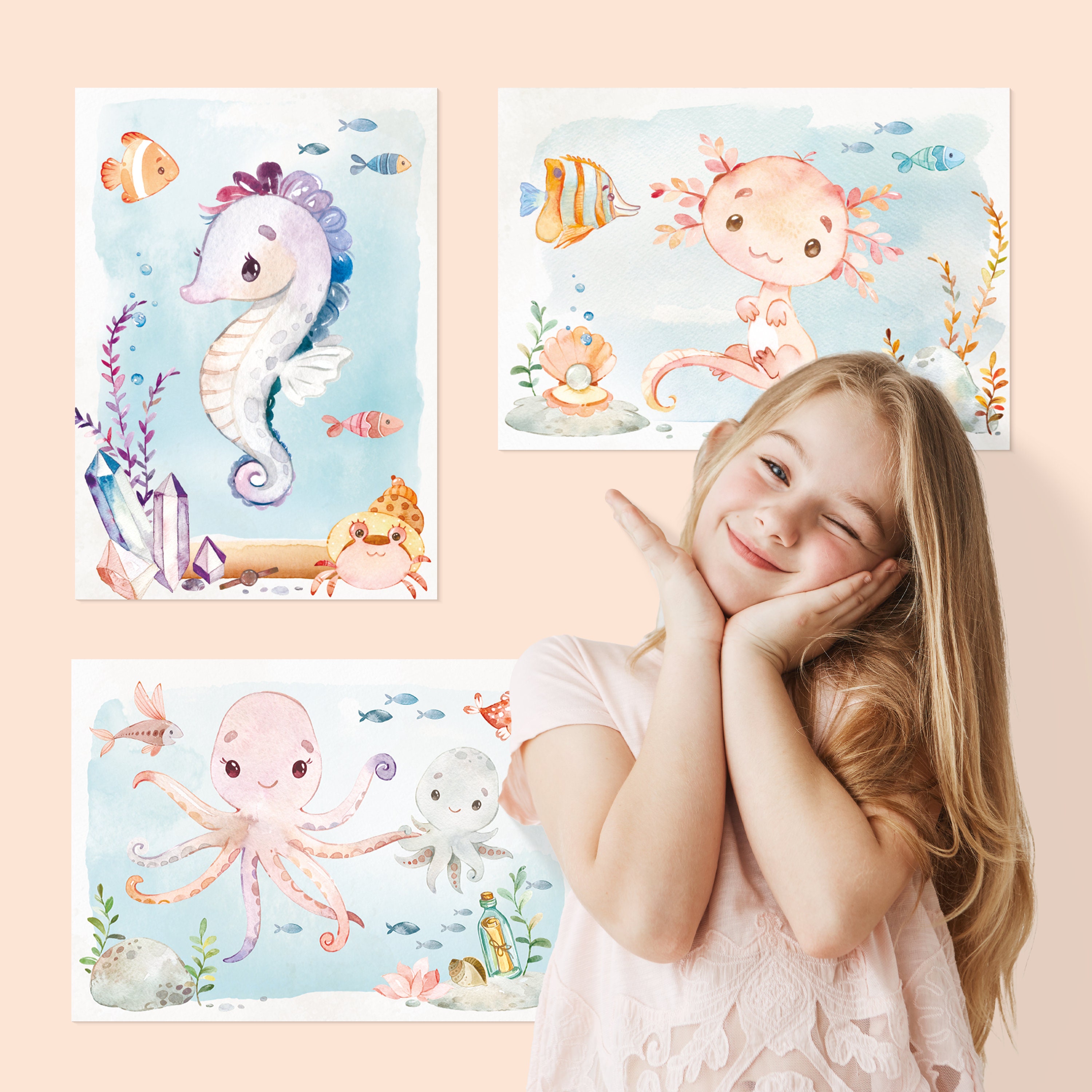 Sea Animals Poster Set for the Baby Room I Turtle Whale - Etsy