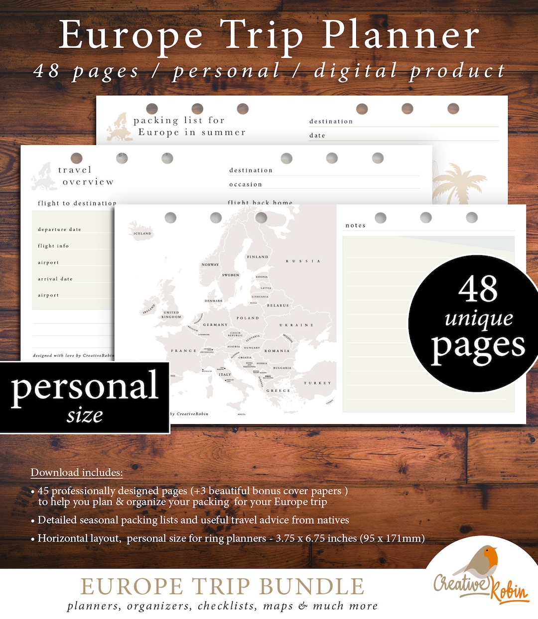 EUROPE Travel Planner | Europe Trip Planner | Filofax Planner With ...