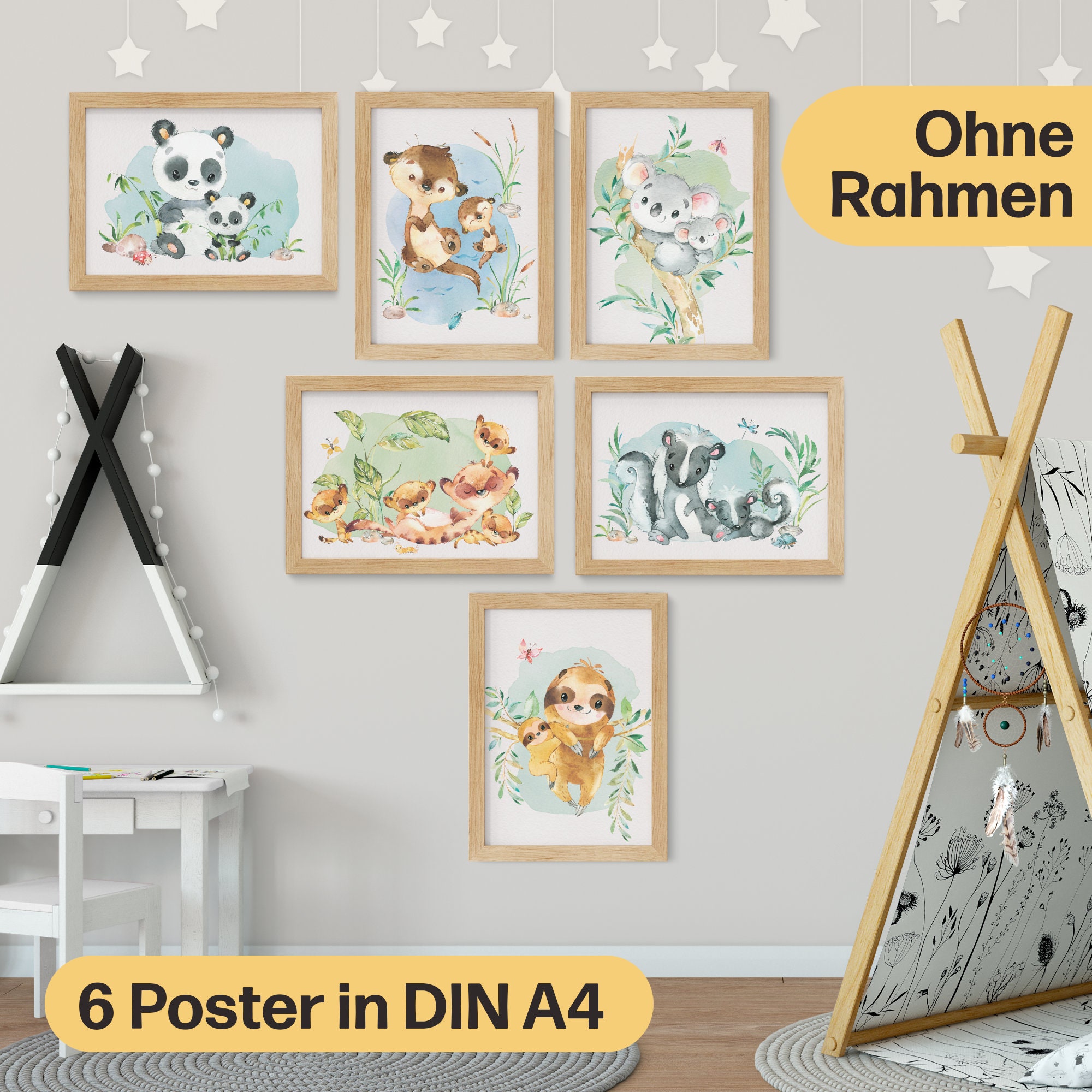 Exotic Mother & Baby Animals Poster Set for the Children's Room I Baby ...