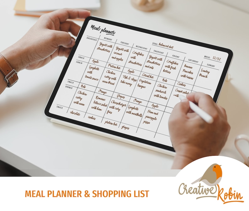 Meal Planner Food With Shopping Checklist PDF Meal Preparation ...