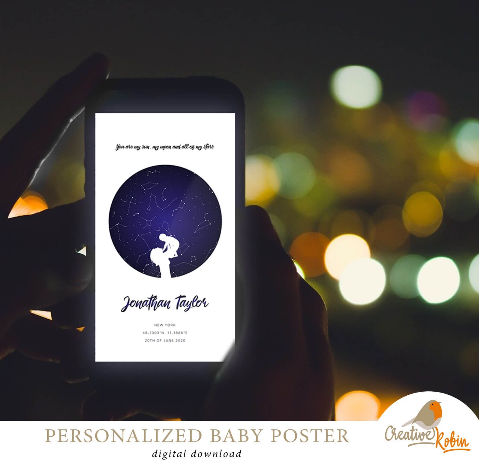 Baby Birth STAR MAP Personalized Constellation Map Night Sky Print Sky ...