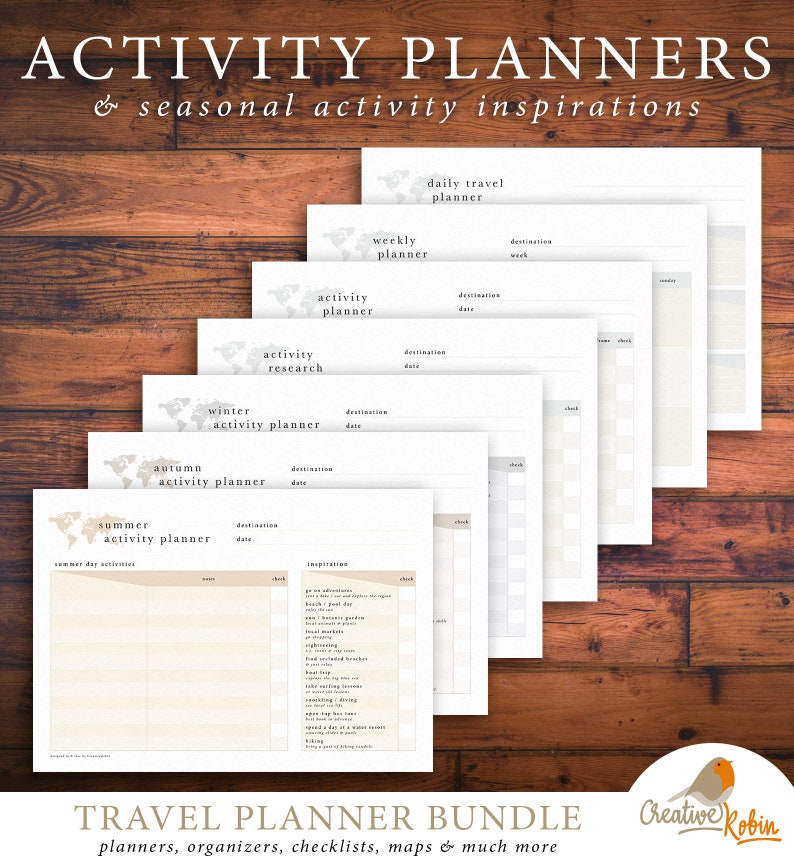 Printable TRAVEL PLANNER Kit World Trip Planner World Map | Etsy