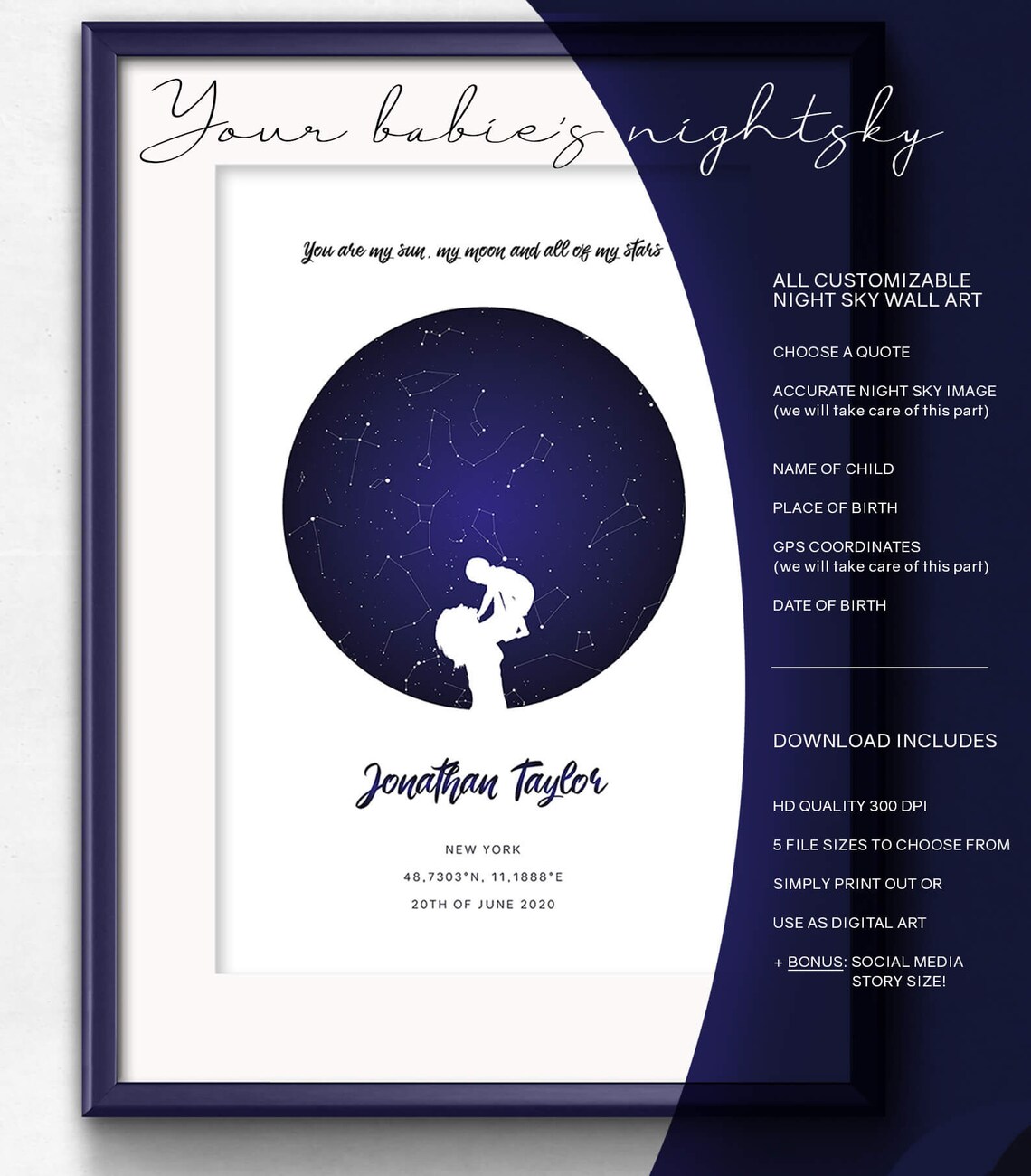 Baby Birth STAR MAP Personalized Constellation Map Night - Etsy