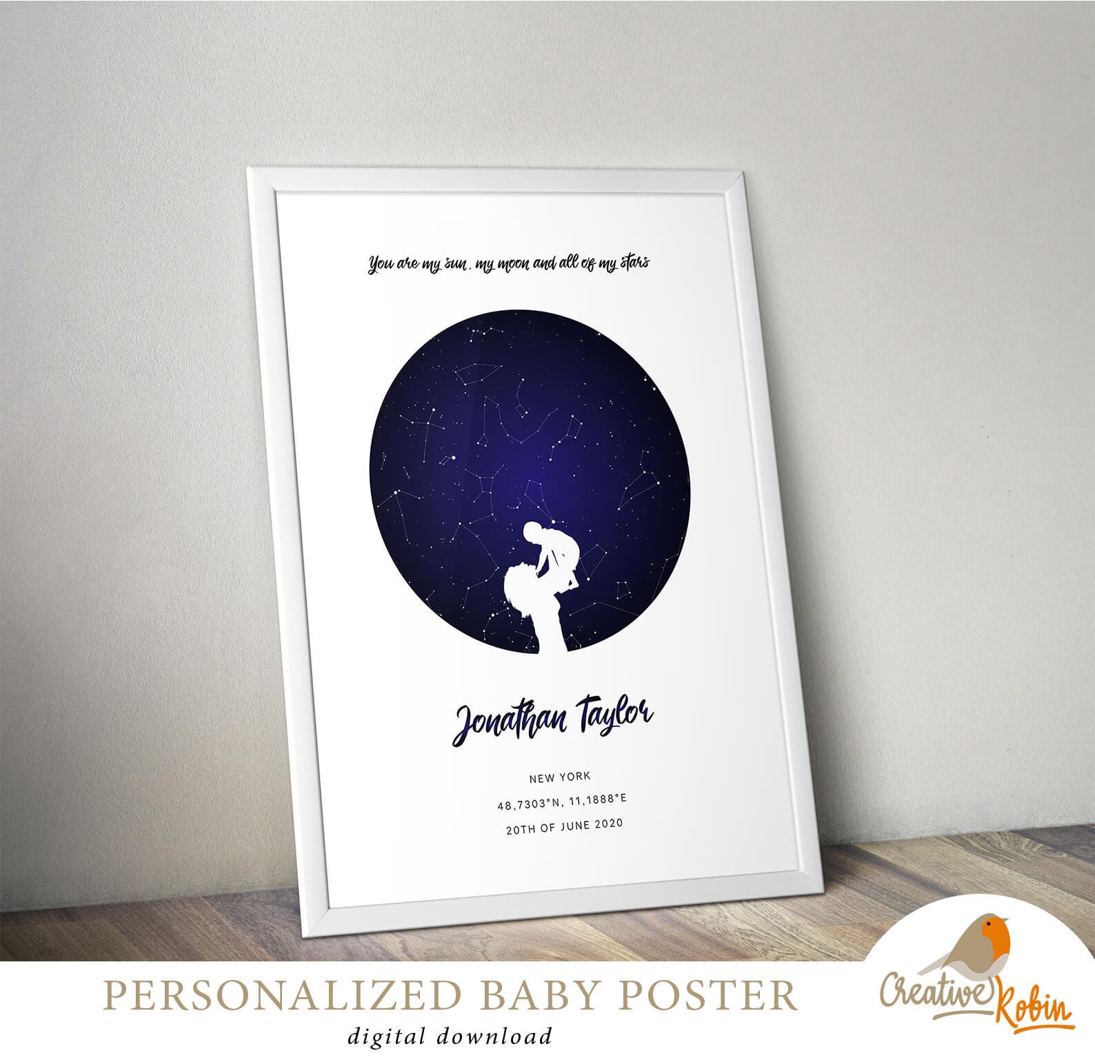 Baby Birth STAR MAP Personalized Constellation Map Night Sky Print Sky ...