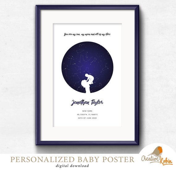 Baby Birth STAR MAP Personalized Constellation Map Night | Etsy