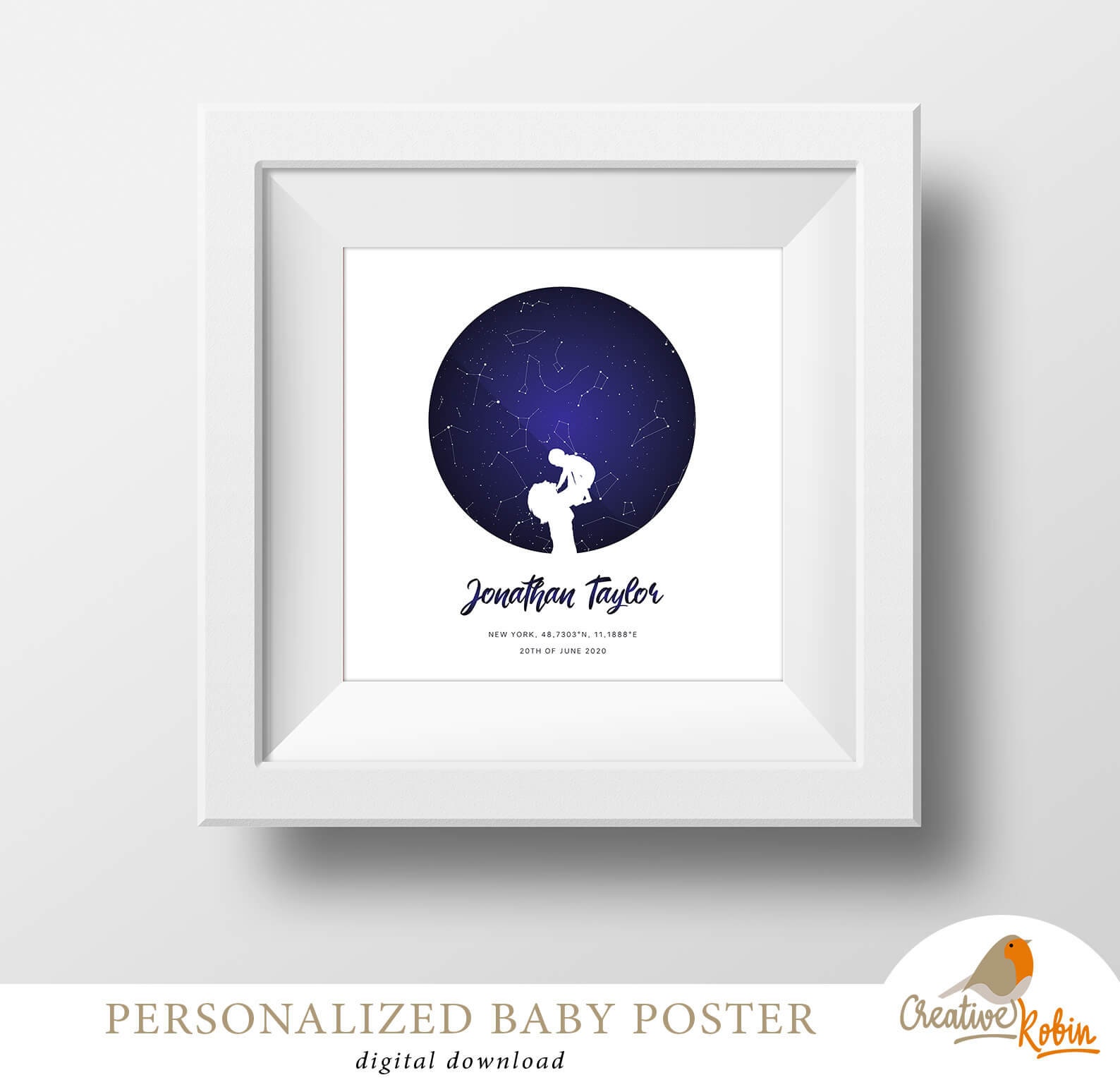 Baby Birth STAR MAP Personalized Constellation Map Night Sky Print Sky ...