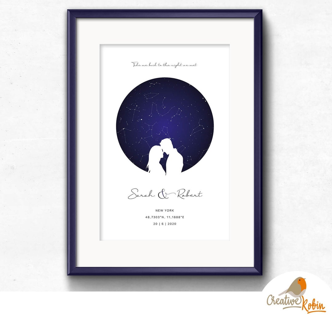 Couple STAR MAP | Wedding Night Sky Print | Personalized Constellation ...